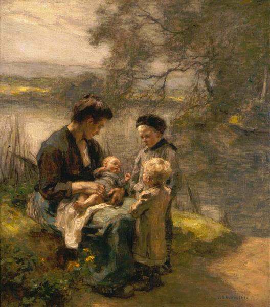 Woman with Child and Two Children - Léon Augustin Lhermitte - WikiArt.org