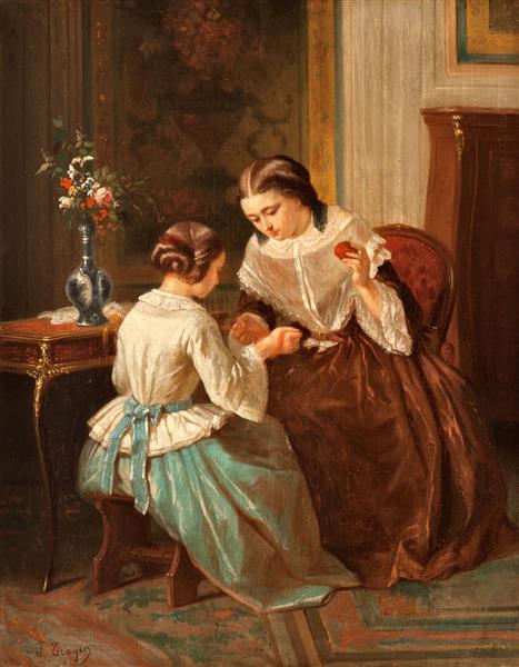Two wool winding girls - Jules Trayer - WikiArt.org
