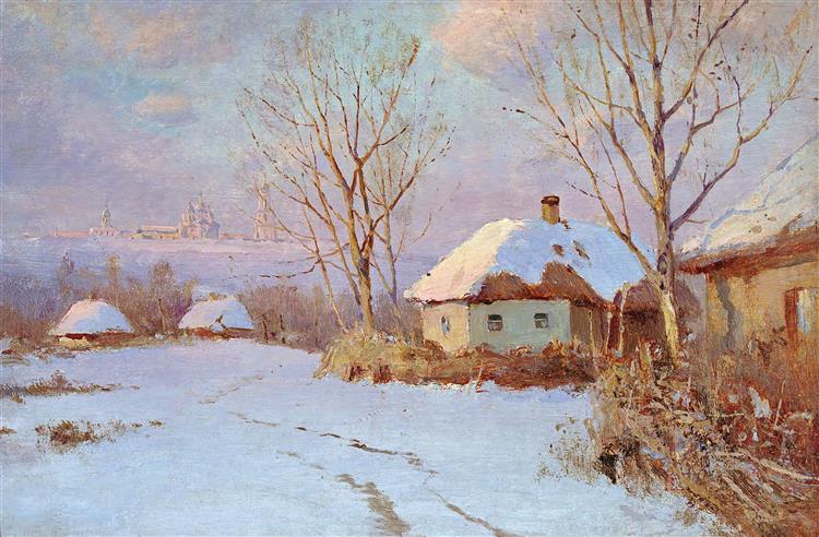 Huts in winter, c.1880 - Васильківський - WikiArt.org