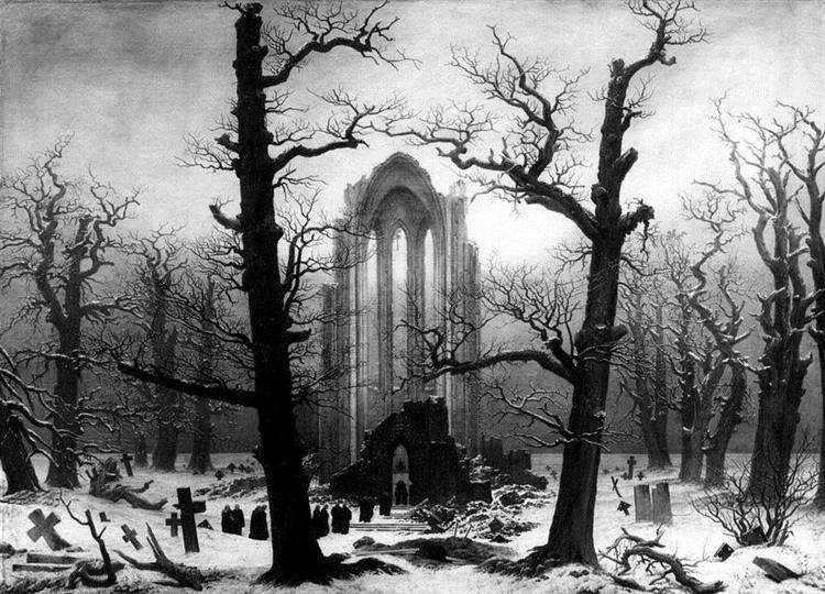Monastery ruins in the snow, 1819 - Caspar David Friedrich - WikiArt.org