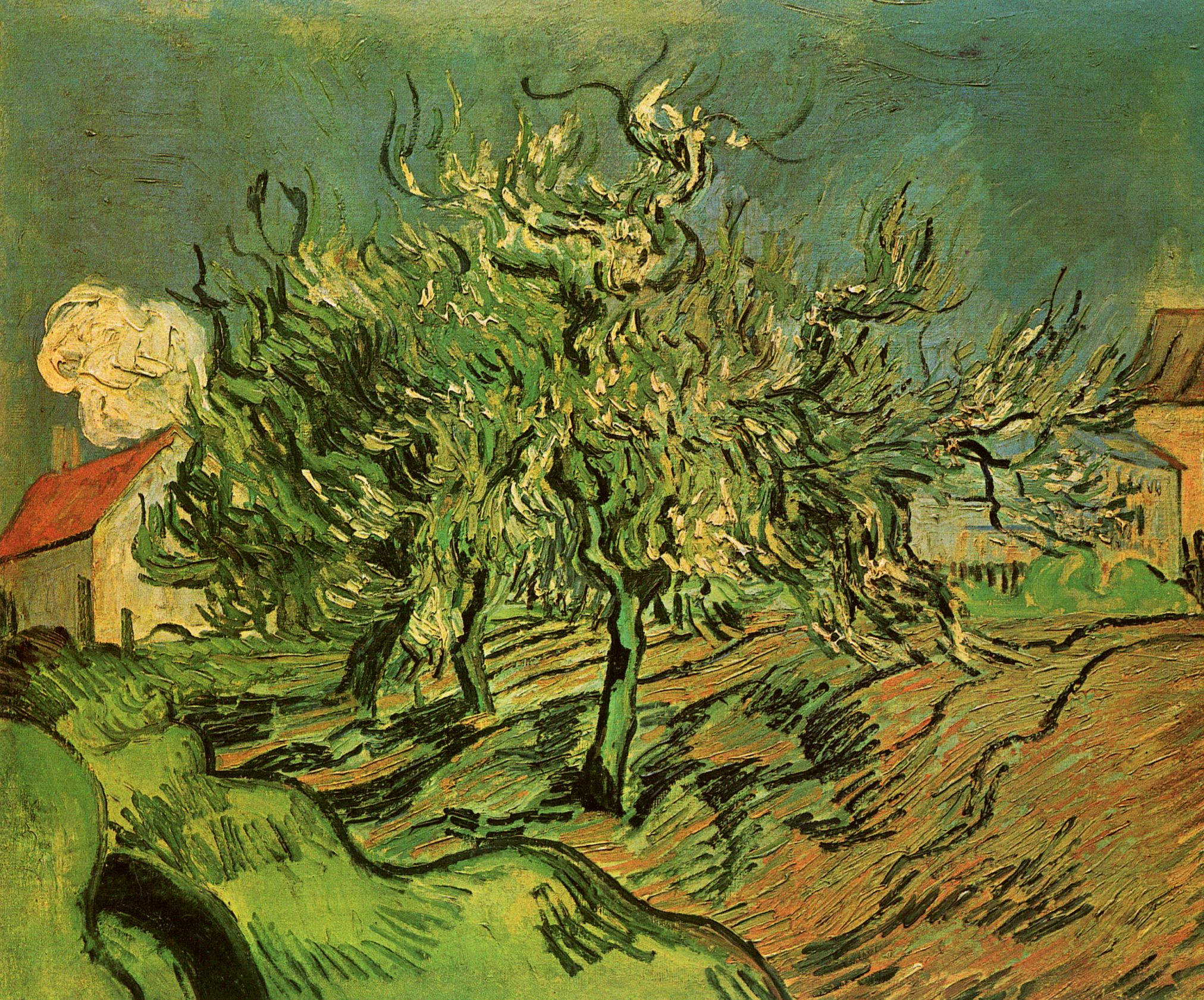 Landscape with Three Trees and a House, 1890 - Vincent van Gogh ...